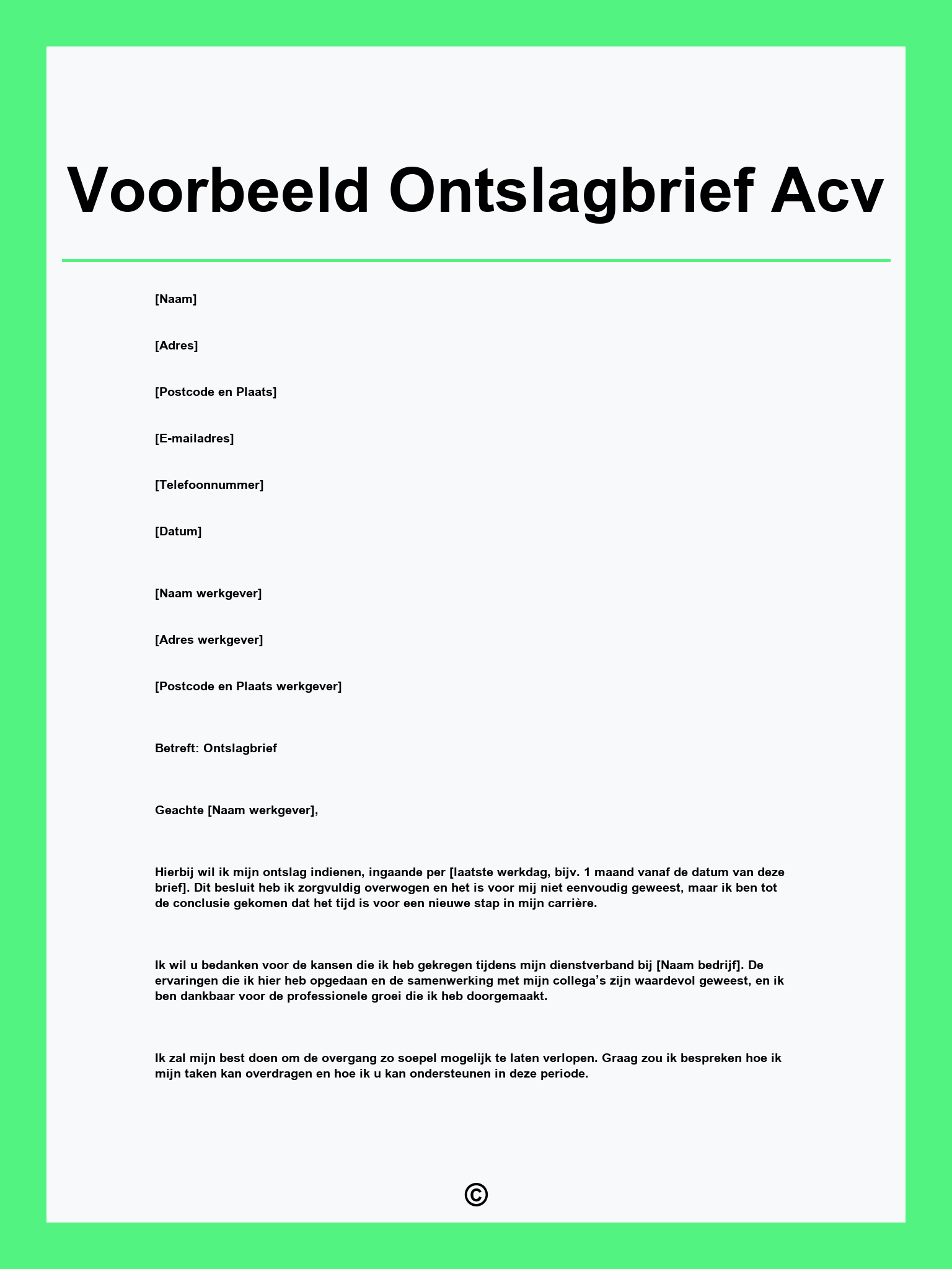 Voorbeeld Ontslagbrief Acv